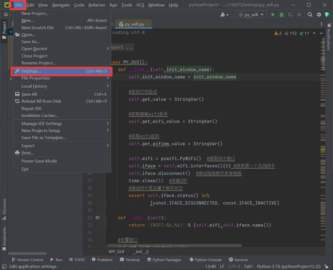 2022最新安装python、下载pychram Python运行环境 Python Interpreter Pywifi模块